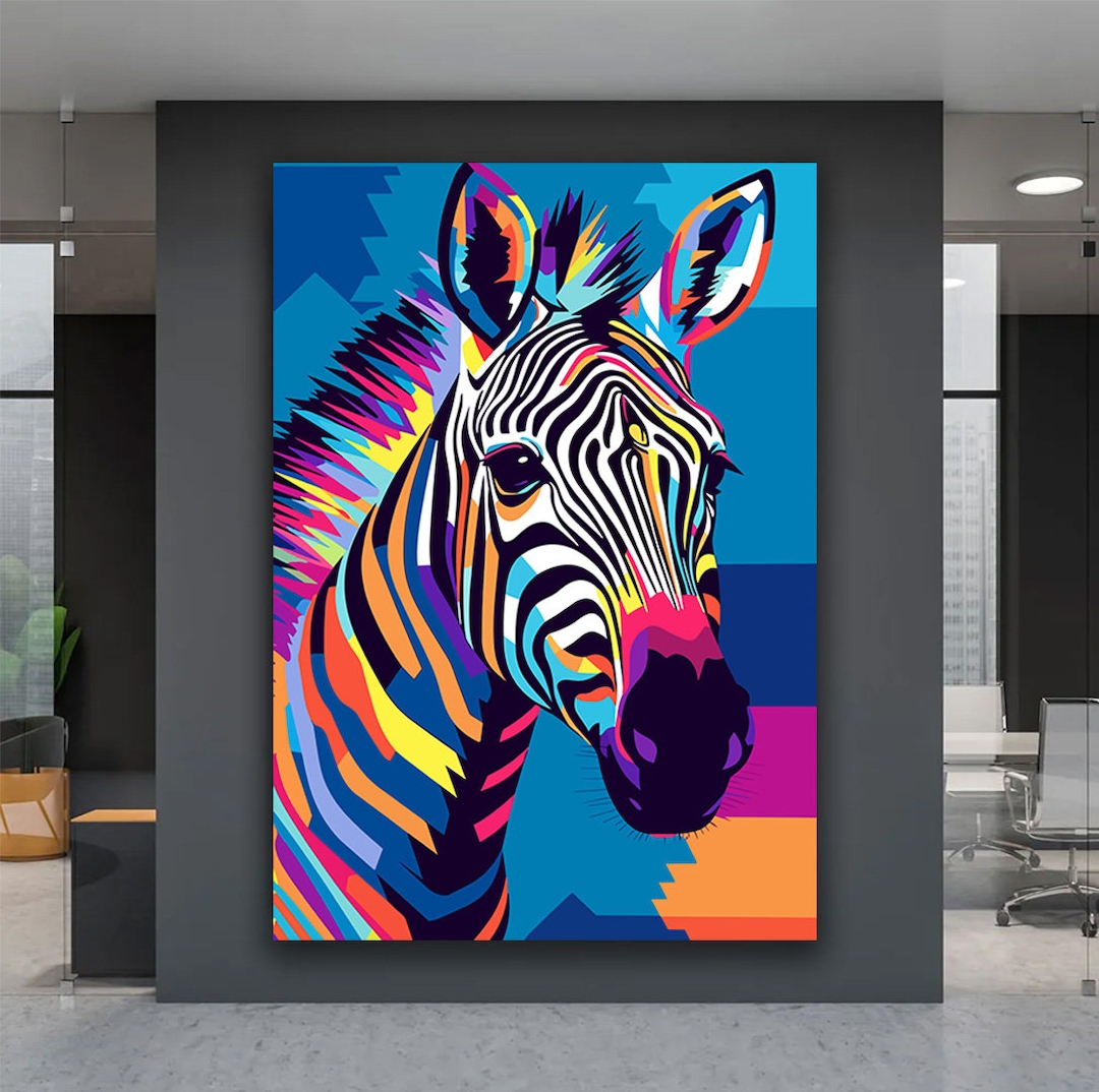 Colorful Zebra Canvas Wall Art, Colorful Zebra Portrait Canvas Print ...