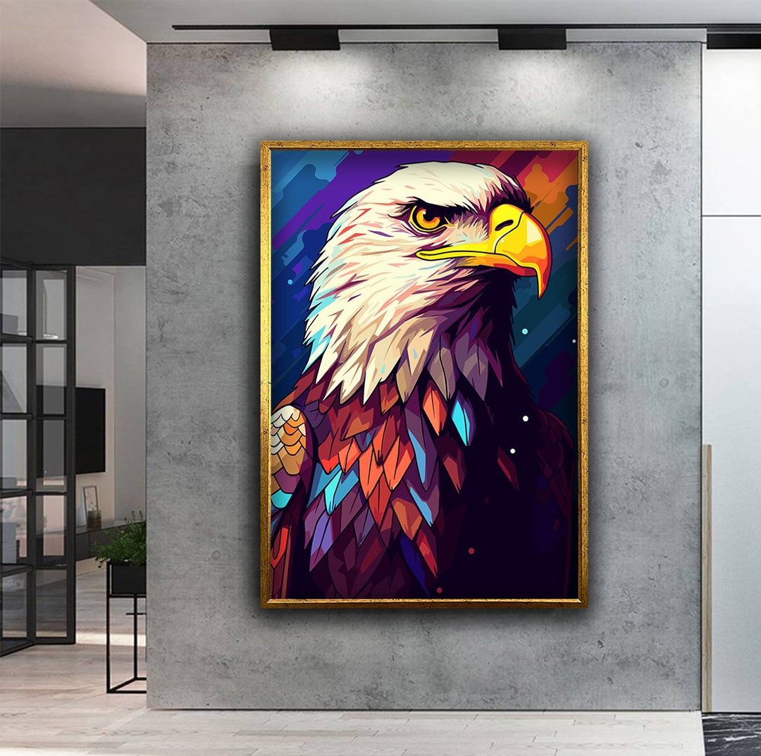 Eagle Canvas Wall Art, Colorful Eagle Canvas Art, Noble Eagle Wall ...