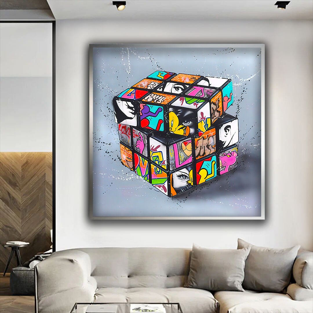 Rubik's Cube Graffiti Wall Art, Banksy Cube Street Art, Graffiti ...