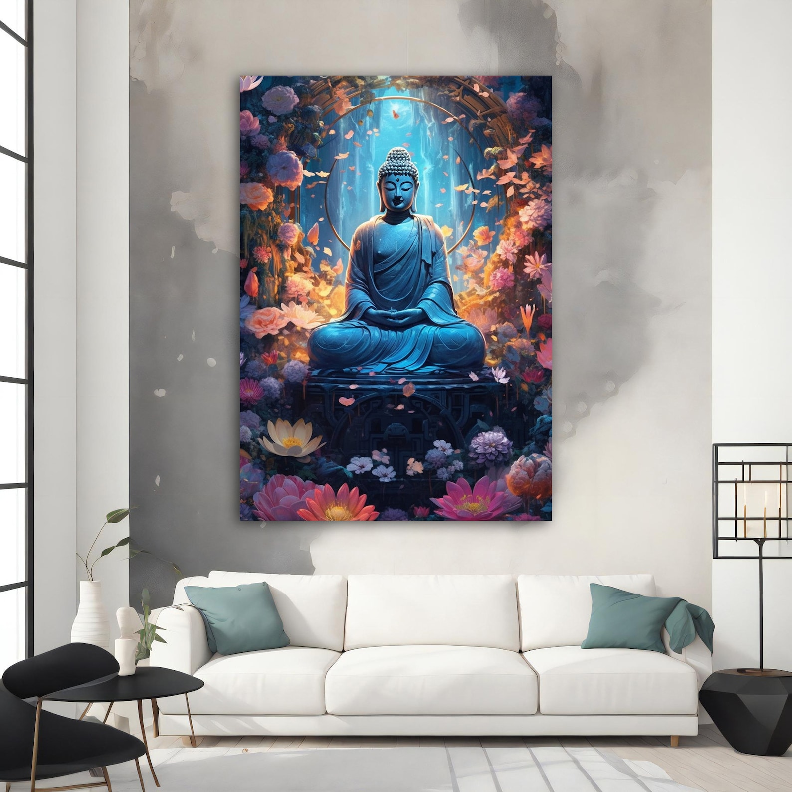 Blue Buddha Canvas, Wall Art Canvas Design, Asian Wall Art, Buddha ...
