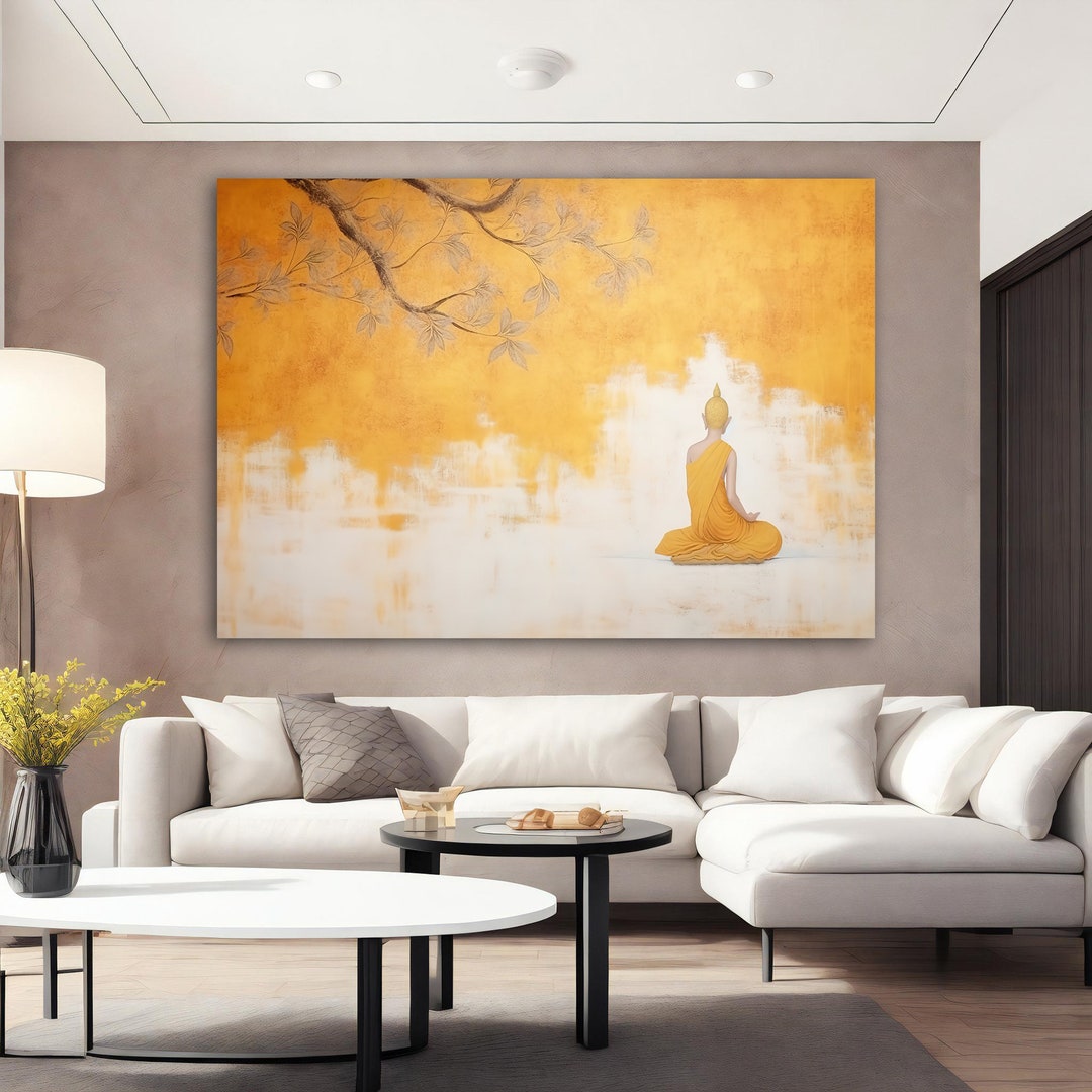 Autumn Buddah Canvas Art, Meditation Canvas Wall Art, Buddha Canvas ...