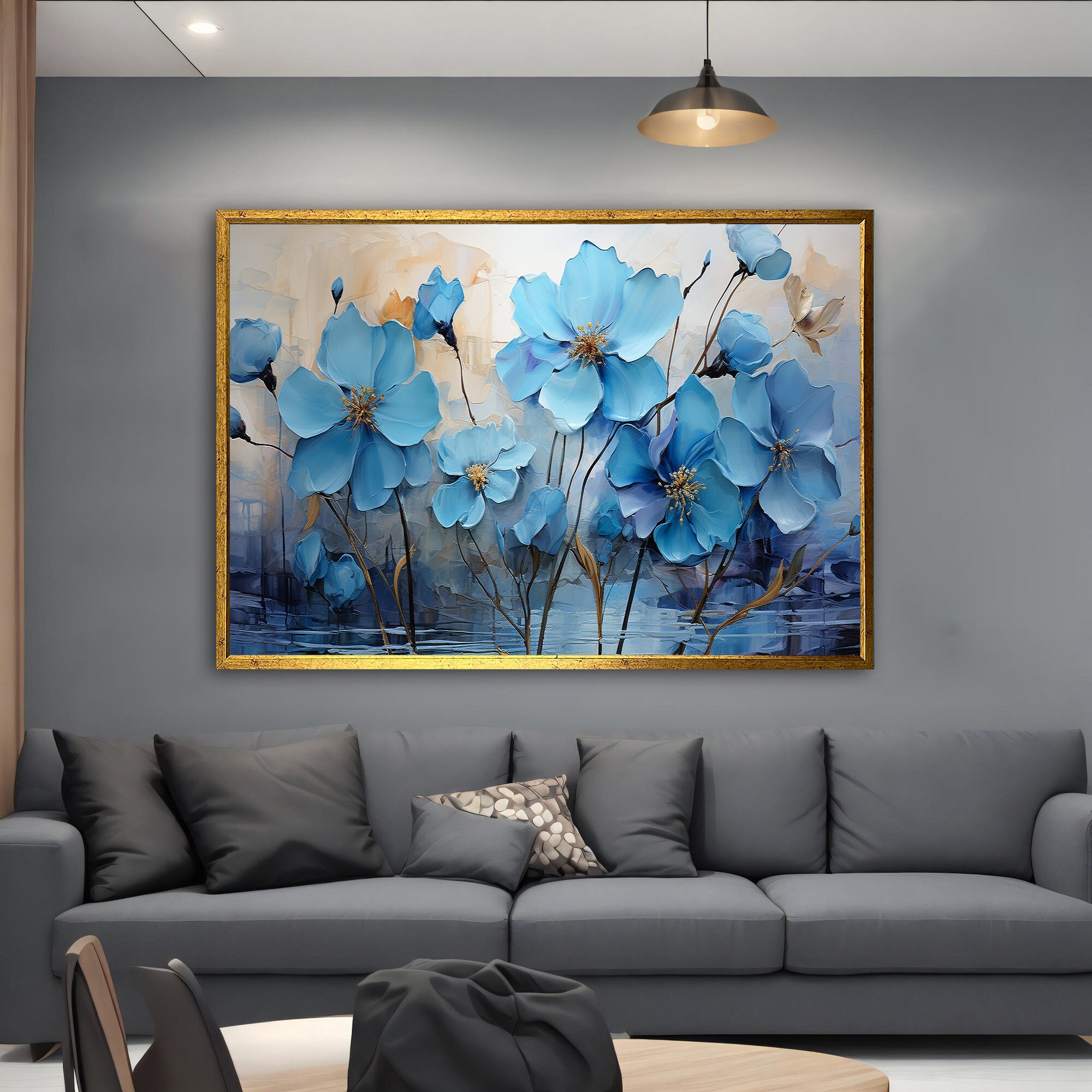 Blue Flower Canvas Art, Blue Violets Wall Art, Flower Botanical Canvas ...