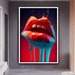 Red Lip Canvas Painting, Lips With Red Lipstick Wall Art, Lips Canvas ...