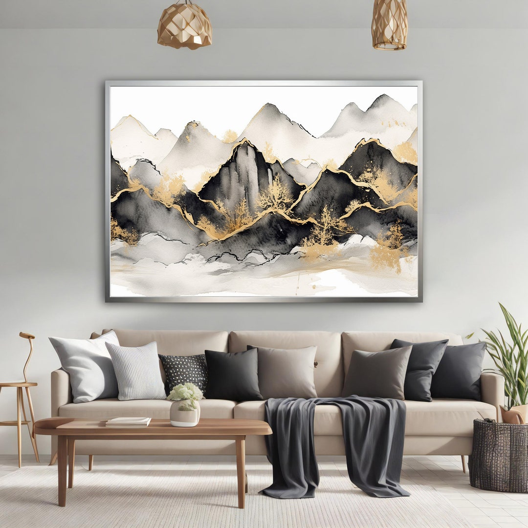 Abstract Mountain Canvas, Nature Wall Art, Abstract Landscape Canvas ...