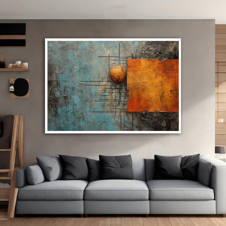 Orange and Blue Abstract Canvas Print, Abstract Art, Orange and Blue ...