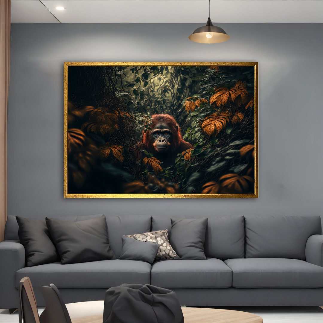 Monkey Among Trees Canvas Painting ,monkey in the Jungle Wall Art ...