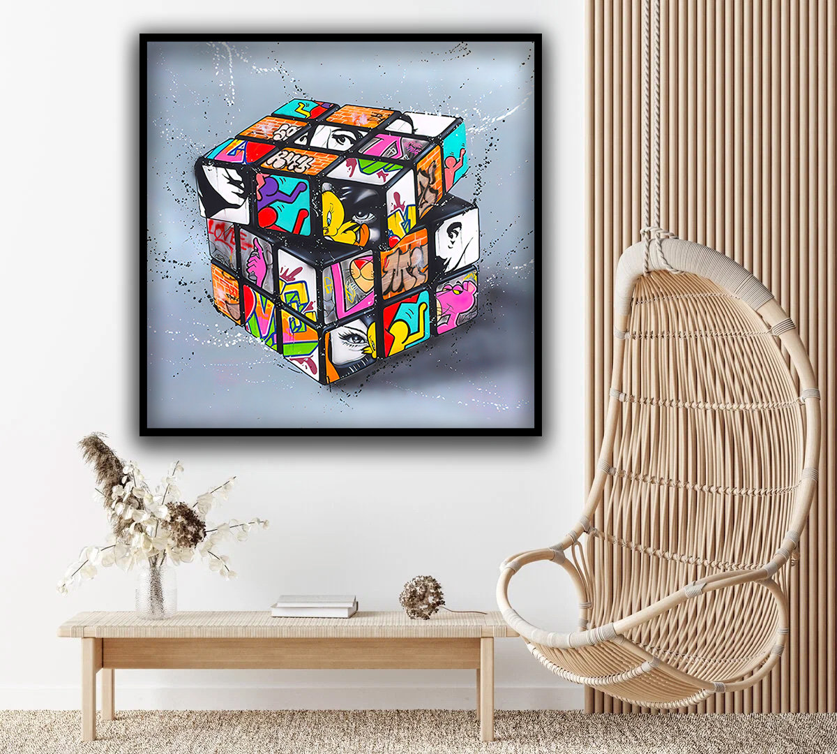 Rubik's Cube Graffiti Wall Art, Banksy Cube Street Art, Graffiti ...