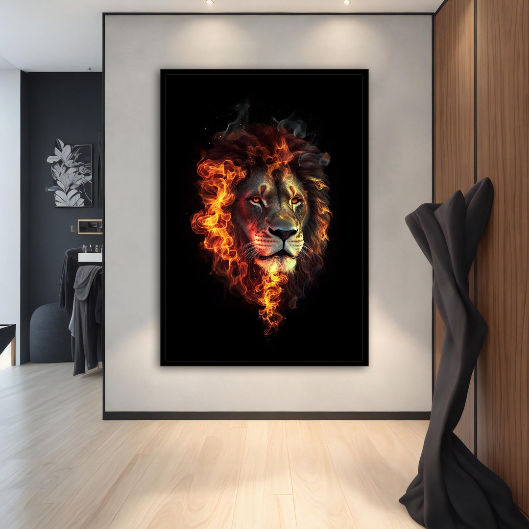 Burning Lion Painting, Burning Lion Poster, Burning Lion Wall Art ...