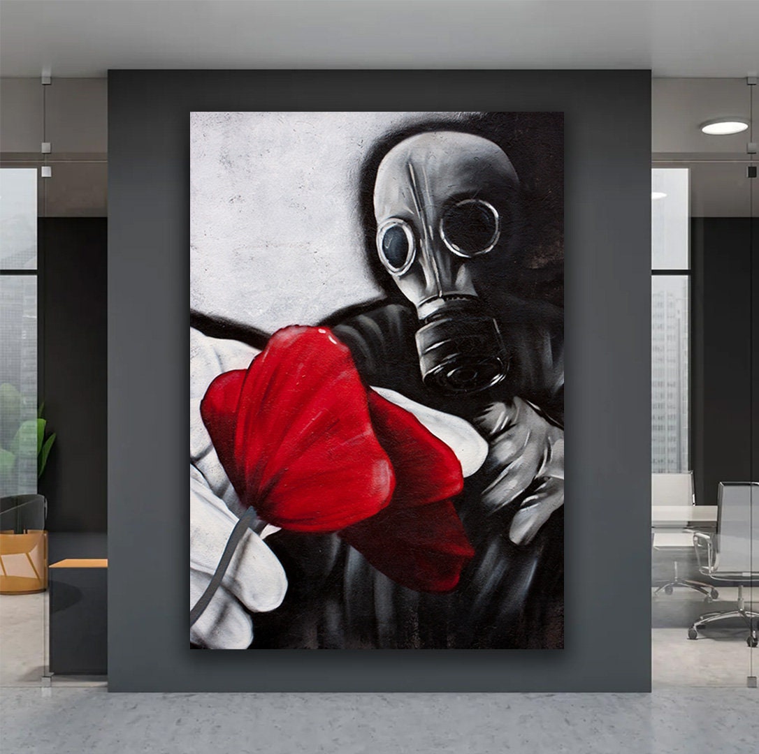 Gas Mask Canvas Painting, Gas Mask Poster Canvas Wall Art, the Man in ...