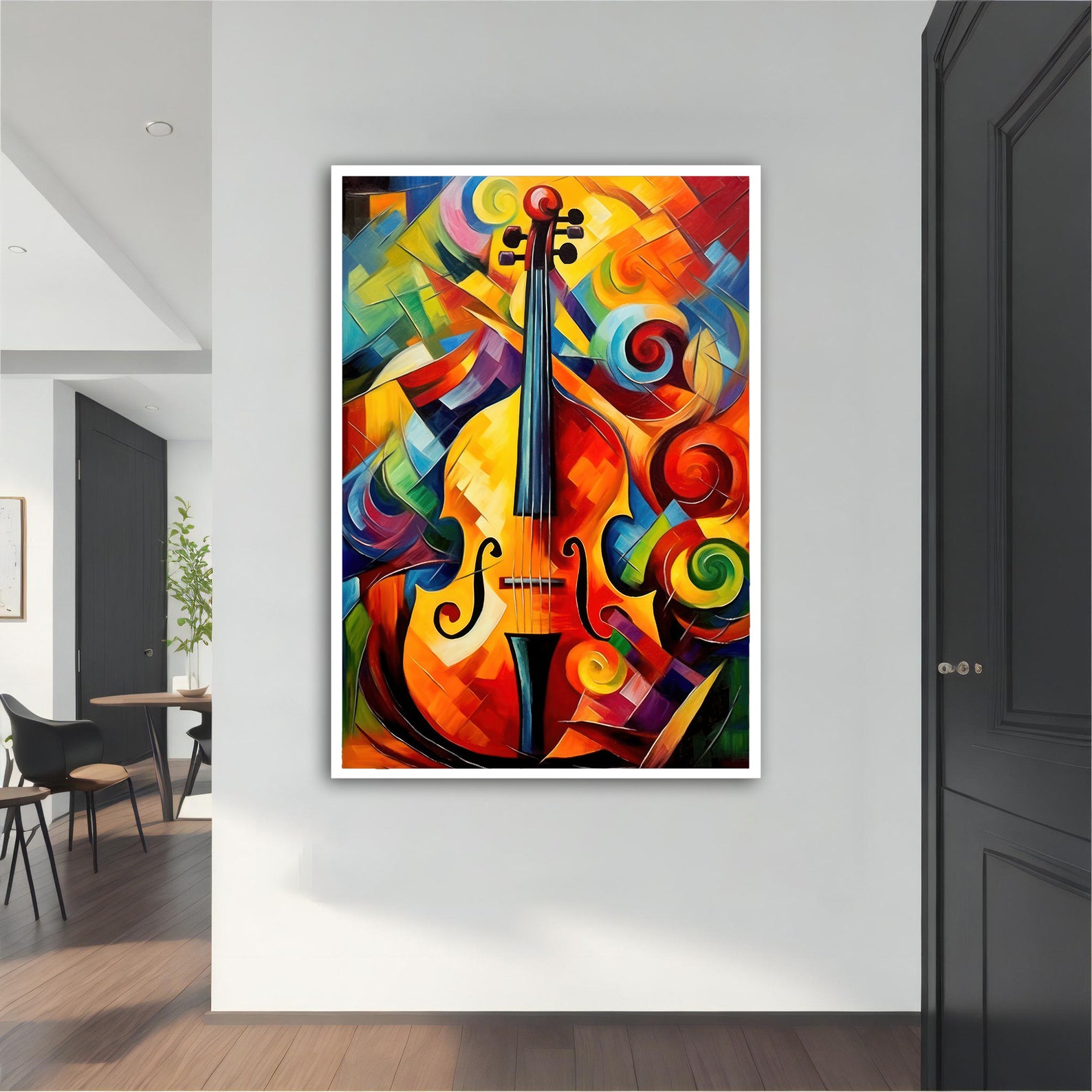 Violin Canvas Wall Art, Patterned Violin Wall Decor, Music Canvas Print ...
