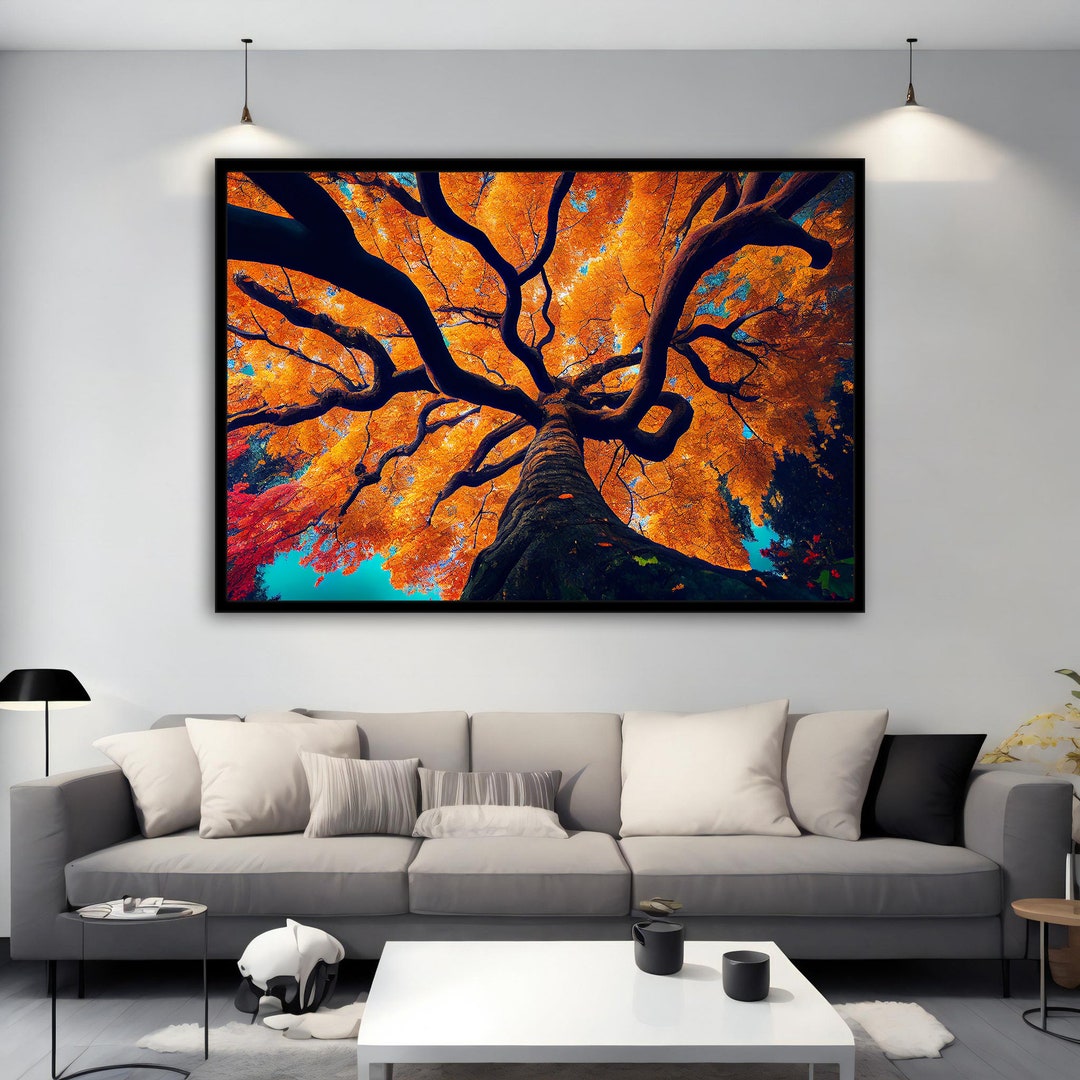 Autumn Tree Canvas Painting, Autumn Decor Living Room Decor, Tree ...