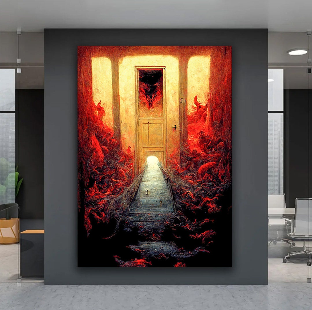 Road to Hell Canvas Art, Hell Canvas Print, Hell Fire Wall Art, Décoration dintérieur gothique ...