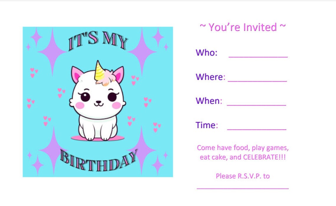 Puppycorn Invitation Printable - Etsy