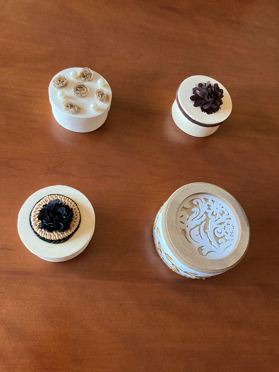 Four Decorated Wooden Boxes - Etsy