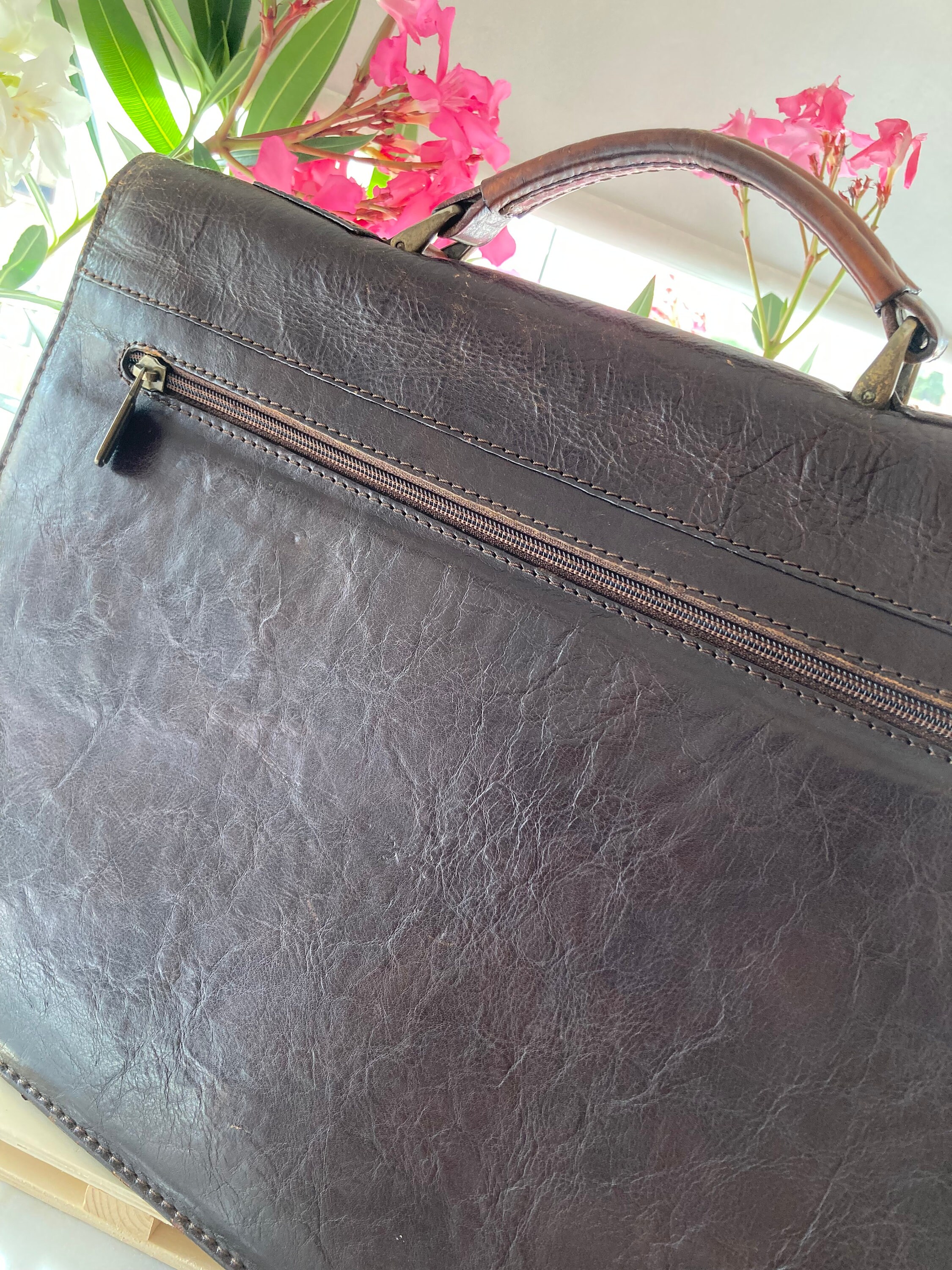 Vintage Leather Briefcase - Etsy