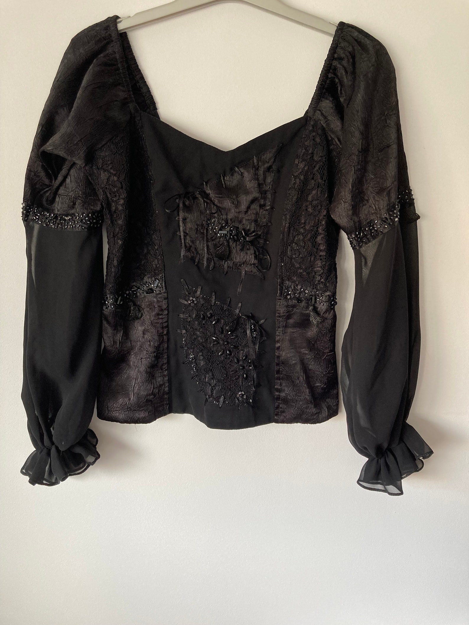 Rare Blouse, in Various Fabric Textures, Patchwork Lace Appliqués and ...
