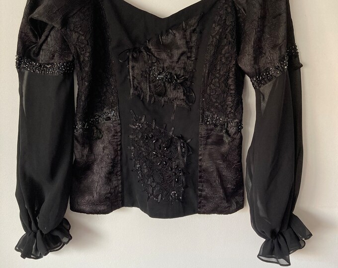Rare Blouse, in Various Fabric Textures, Patchwork Lace Appliqués and ...