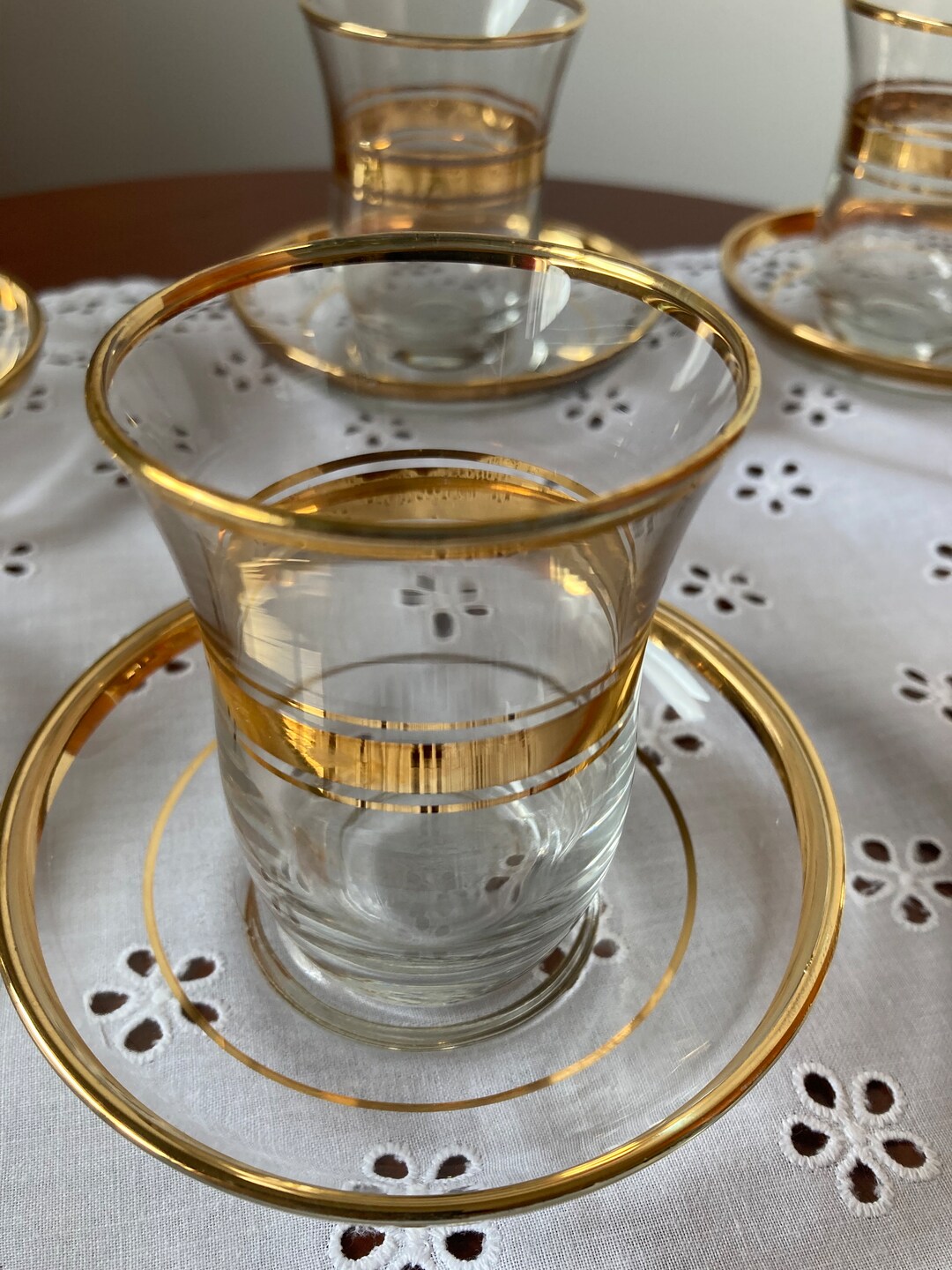 Vintage Turkish Glass Tea Set - Etsy