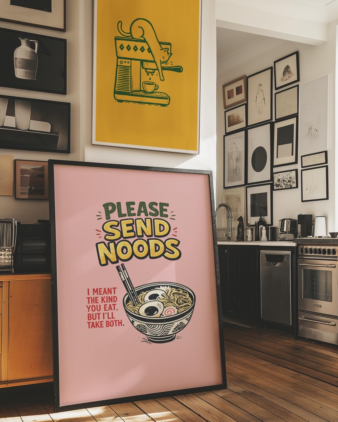 Please Send Noods Funny Ramen Wall Art, Playful Food Pun Poster ...