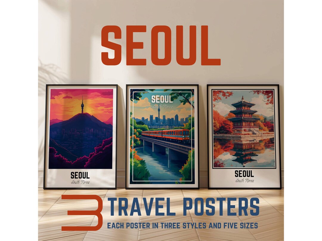 Seoul Travel Poster Set: Retro South Korea Art Prints (digital Download ...