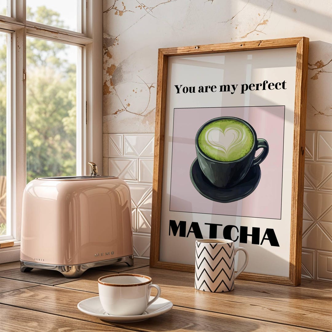 Matcha Wall Art - Retro Printable Decor - Aesthetic Kitchen Print - New ...