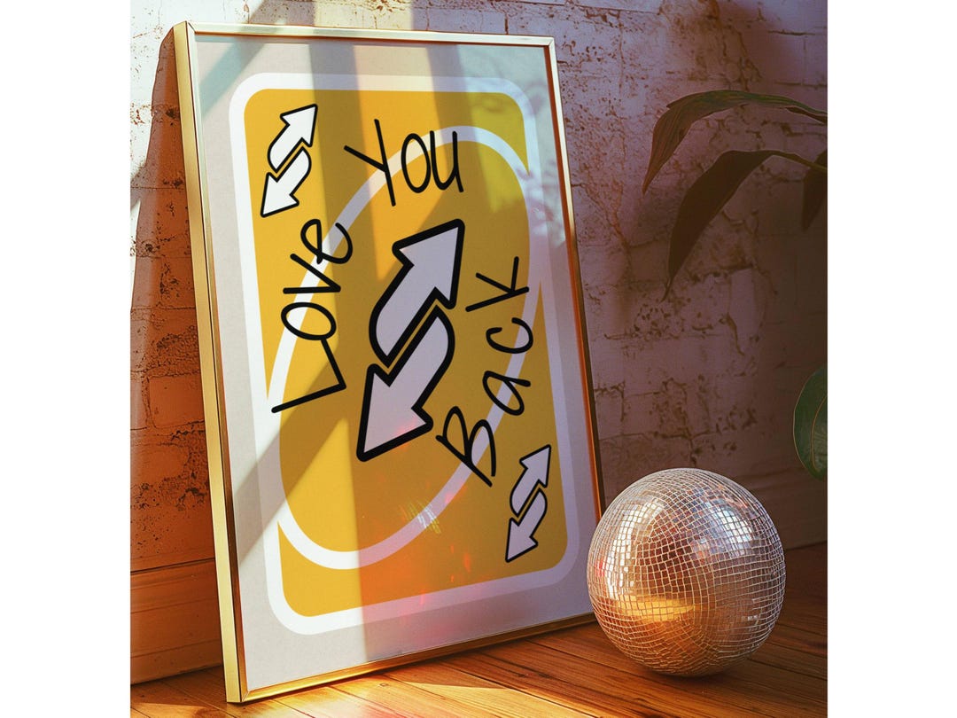 Love You Back Reverse Card Print, Valentine's Preppy Wall Art (digital ...