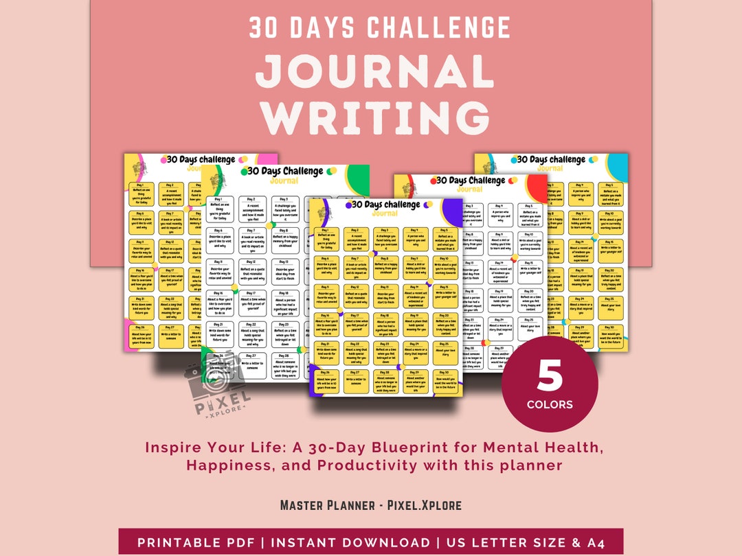 30 Day Journaling Challenge: Mental Health & Fitness Planner (digital ...