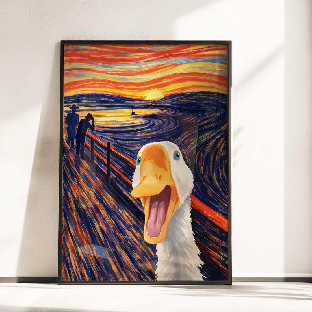 Screaming Goose Art Print Inspired Expressionist Painting, Funny ...