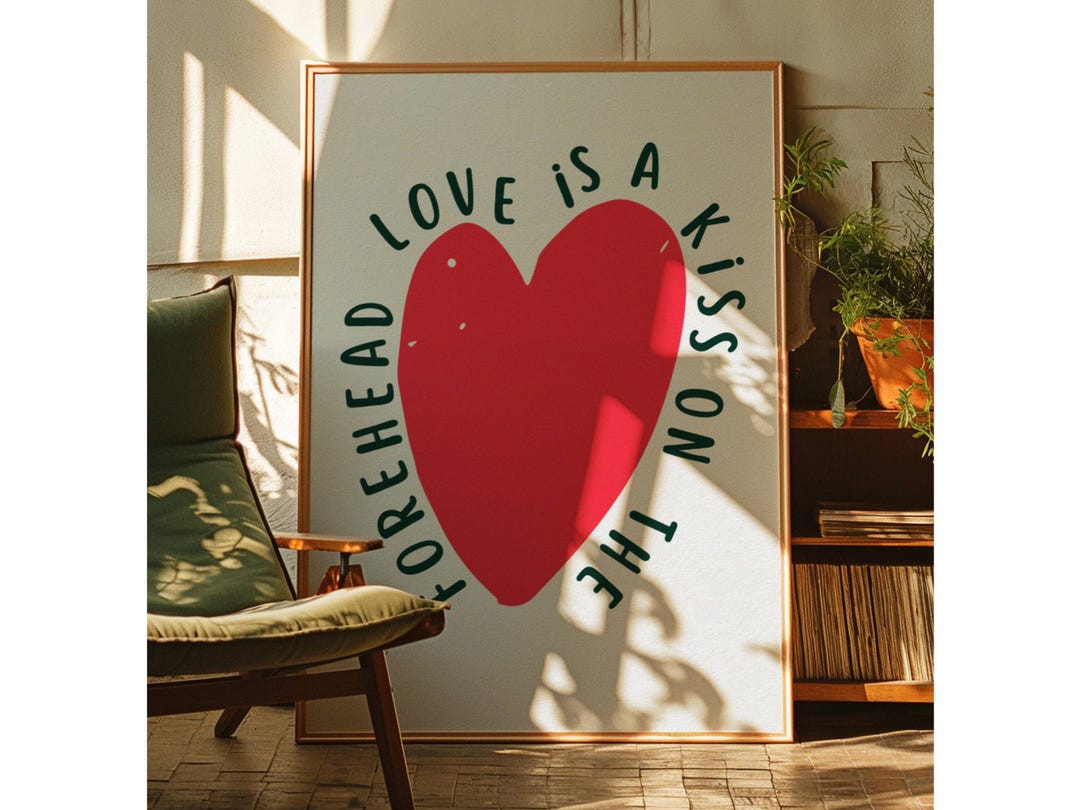 Love Heart Printable Wall Art, Red and Blue Digital Print, Modern Home ...
