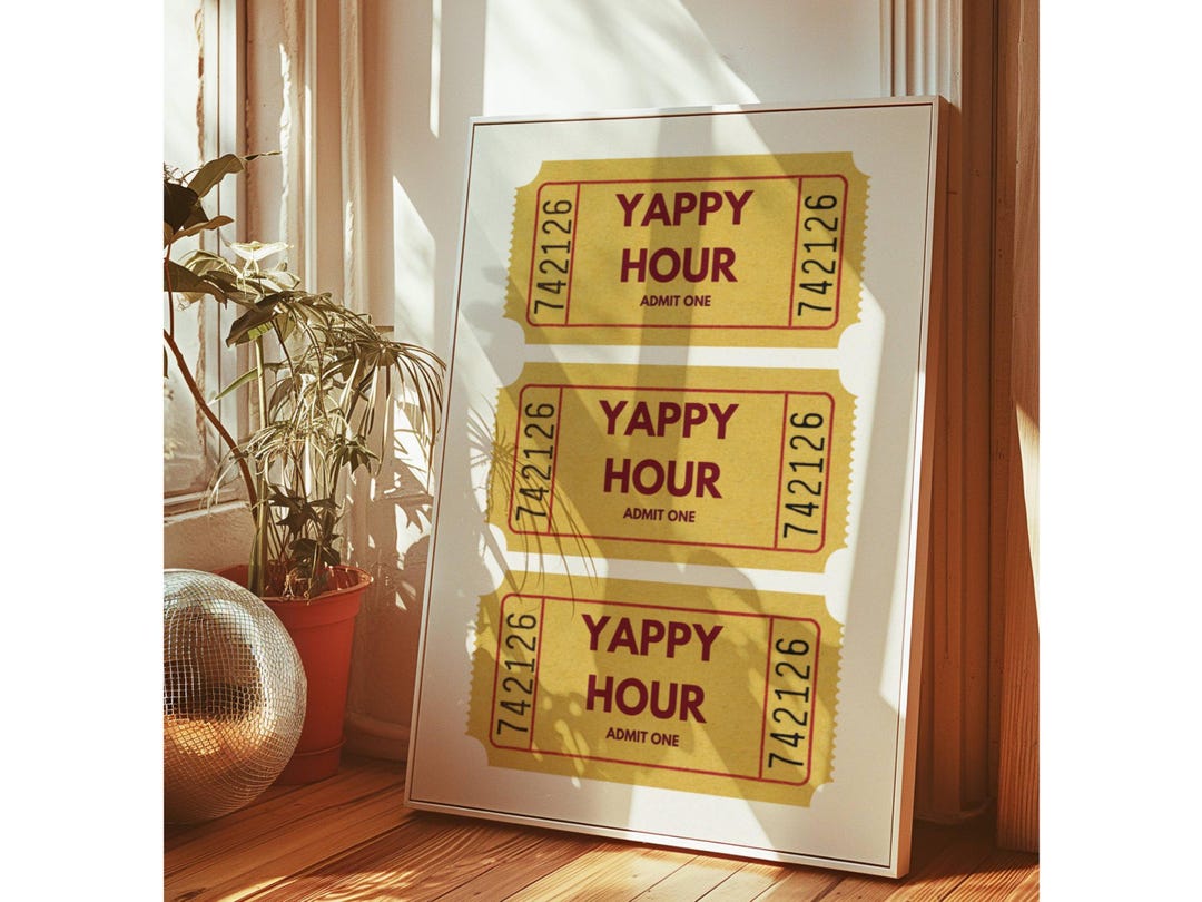 Yappy Hour Print, Happy Hour Bar Cart Wall Art Original Retro Cocktail ...