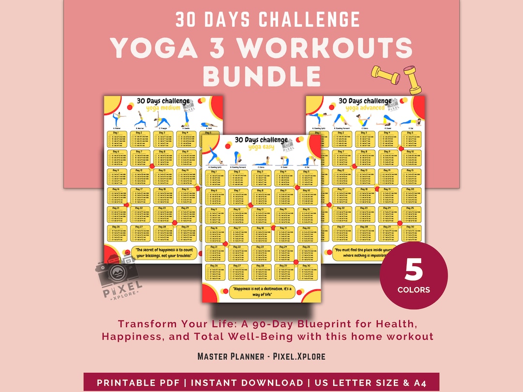 Yoga Bundle 3 Exercises Workouts at Home - 30 Day Challenge | Fitness ...