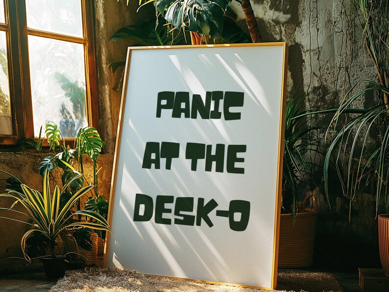 Panic at the Desk-o Poster, Funny Office Wall Art, Retro Work Humor ...