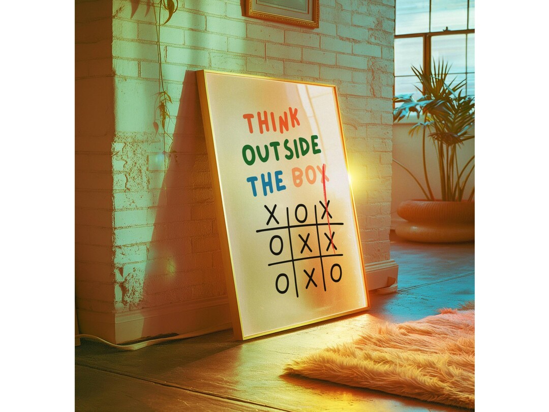 Think Outside the Box Poster, Motivational Tic-tac-toe Art, Funny ...