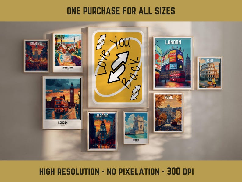 Love You Back Reverse Card Print, Valentine's Preppy Wall Art (digital ...