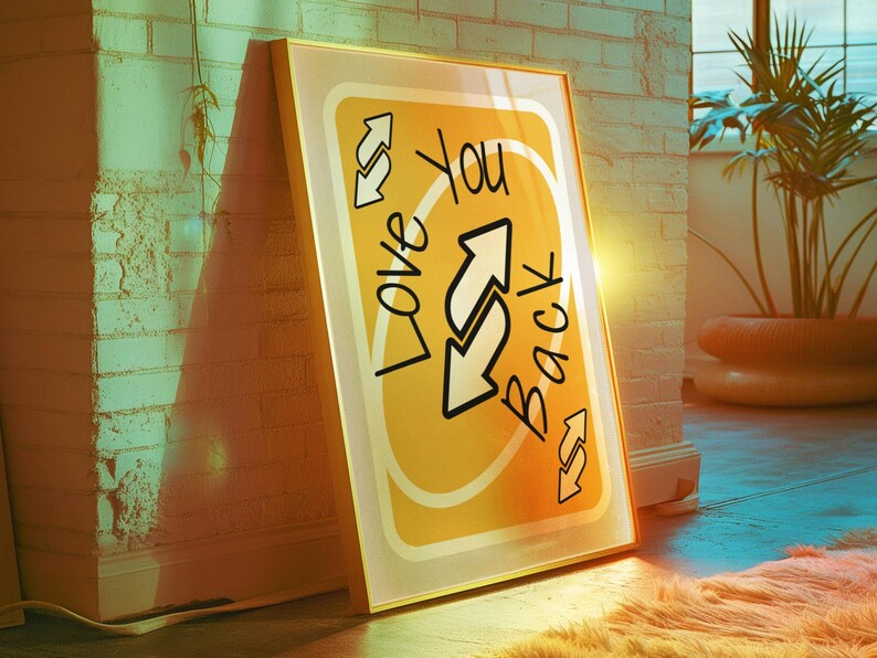 Love You Back Reverse Card Print, Valentine's Preppy Wall Art (digital ...