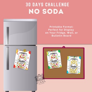 30 Day Challenge No Soda Tracker Healthy Food Planner Calendar Fitness ...