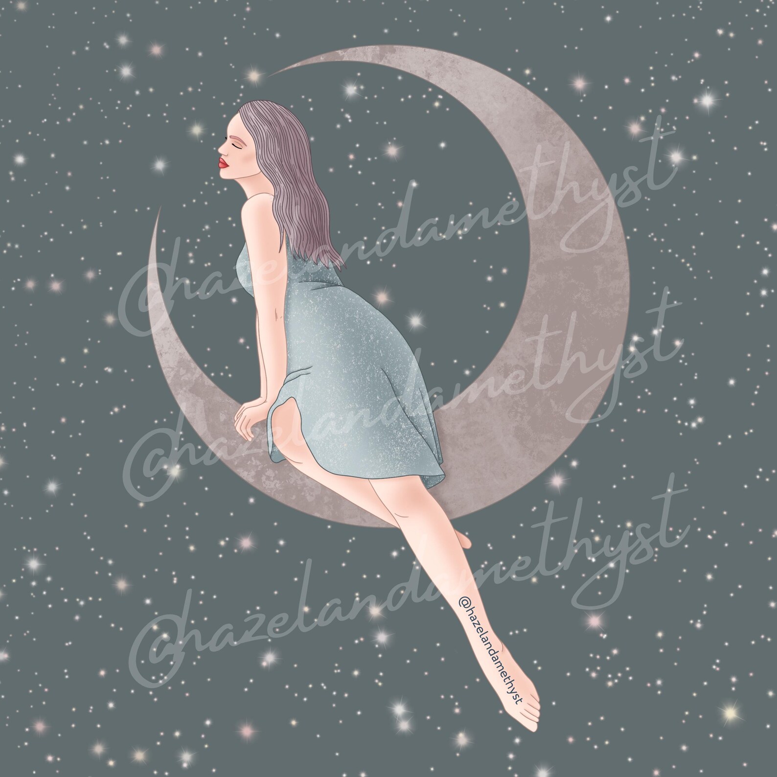 Moon Goddess Digital Print | Downloadable Illustration | Spiritual ...