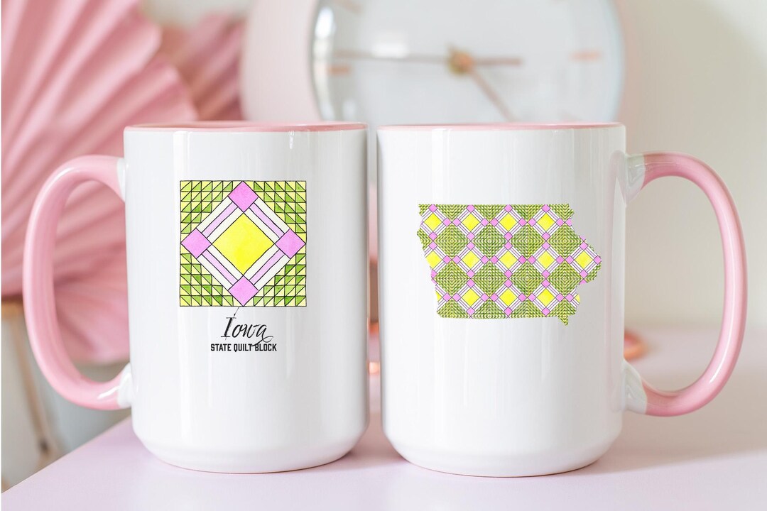 Iowa State Quilt Block Two-tone Coffee Mugs, 15oz, Travel Gift, Quilter ...