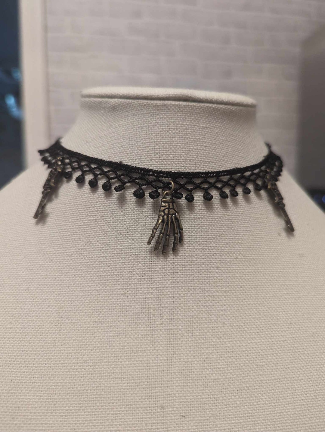 Ribbon Choker Skeleton Hand and Keys Choker - Etsy