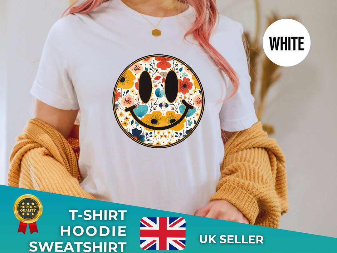 Flower Smiley Face Shirt,trendy T-shirt,smiley Face Sweatshirt, Trendy ...