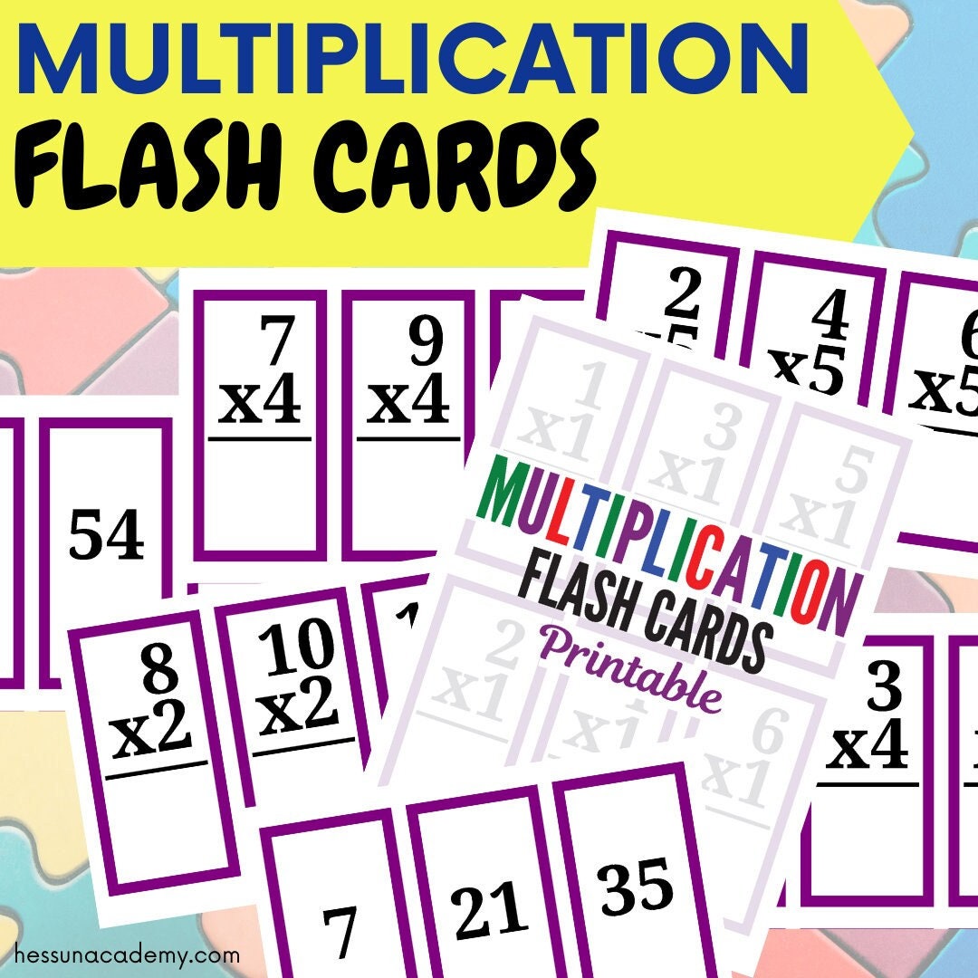Multiplication Flash Cards 1-12 Times Tables - Etsy