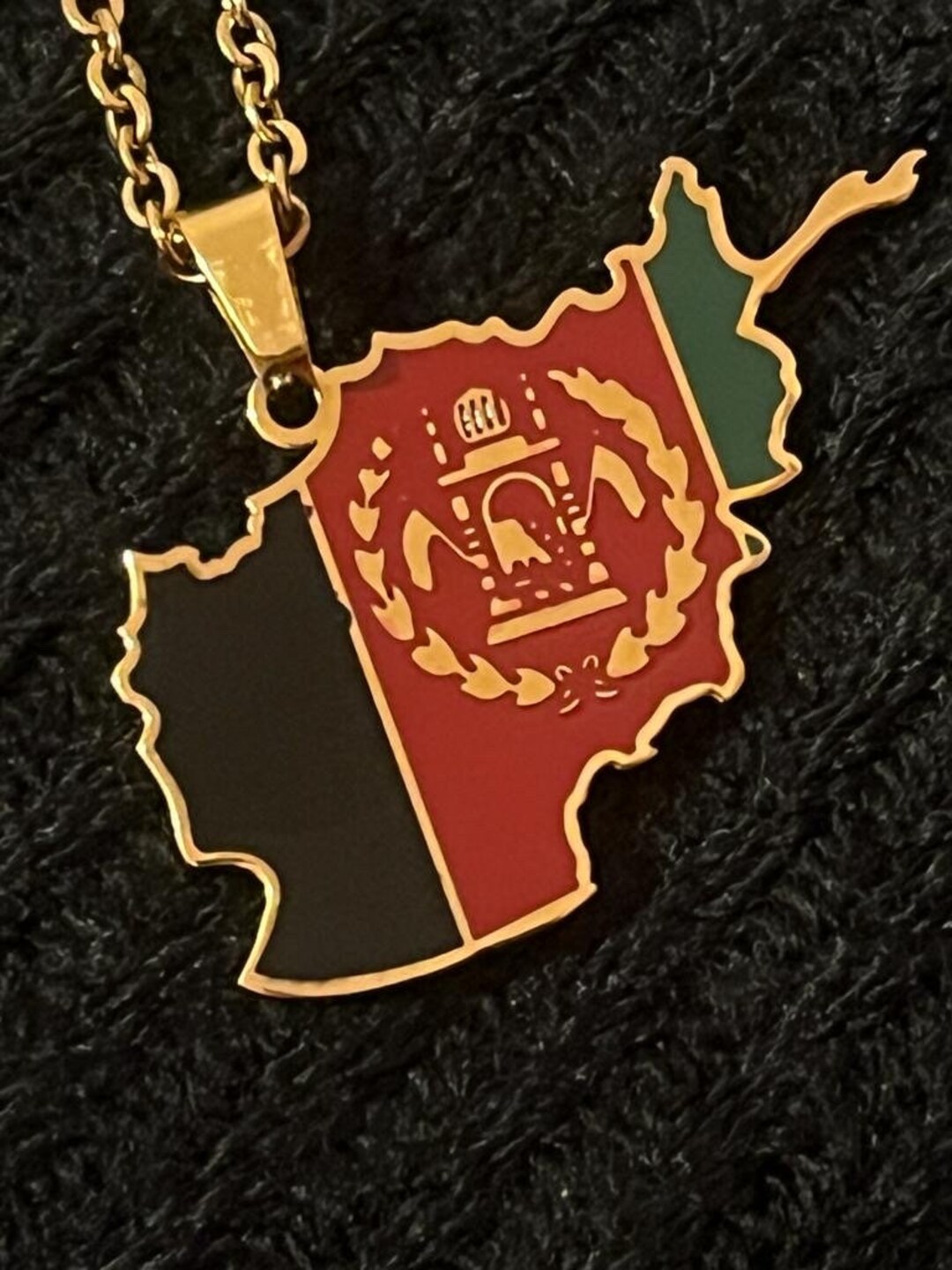 Afghanistan Flag Map Pendant Afghan Necklace Country Flag Gold Plated ...
