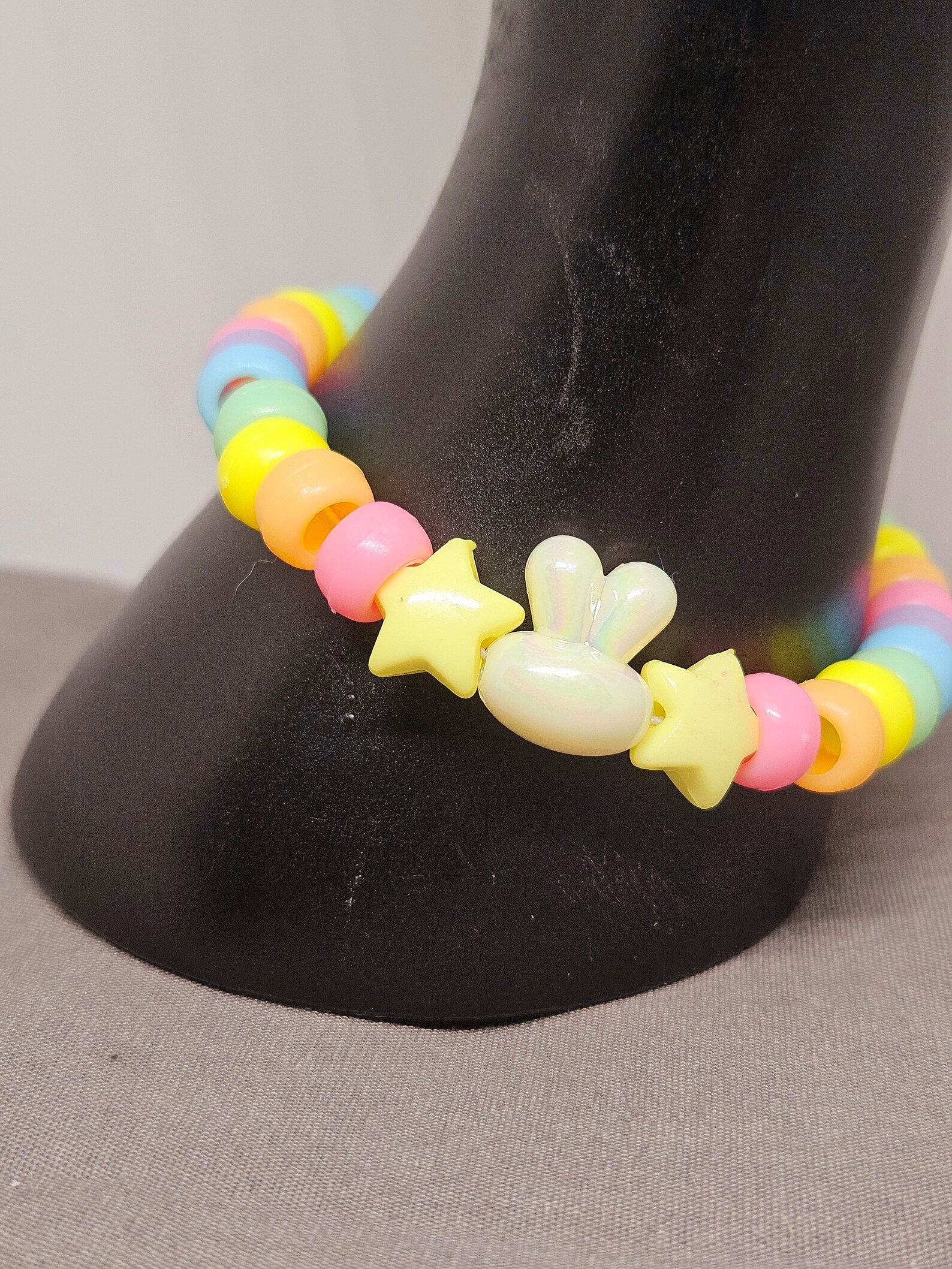 Kawaii Bunny Kandi Bracelet, Pastel Rainbow Kidcore Jewelry, Perfect ...