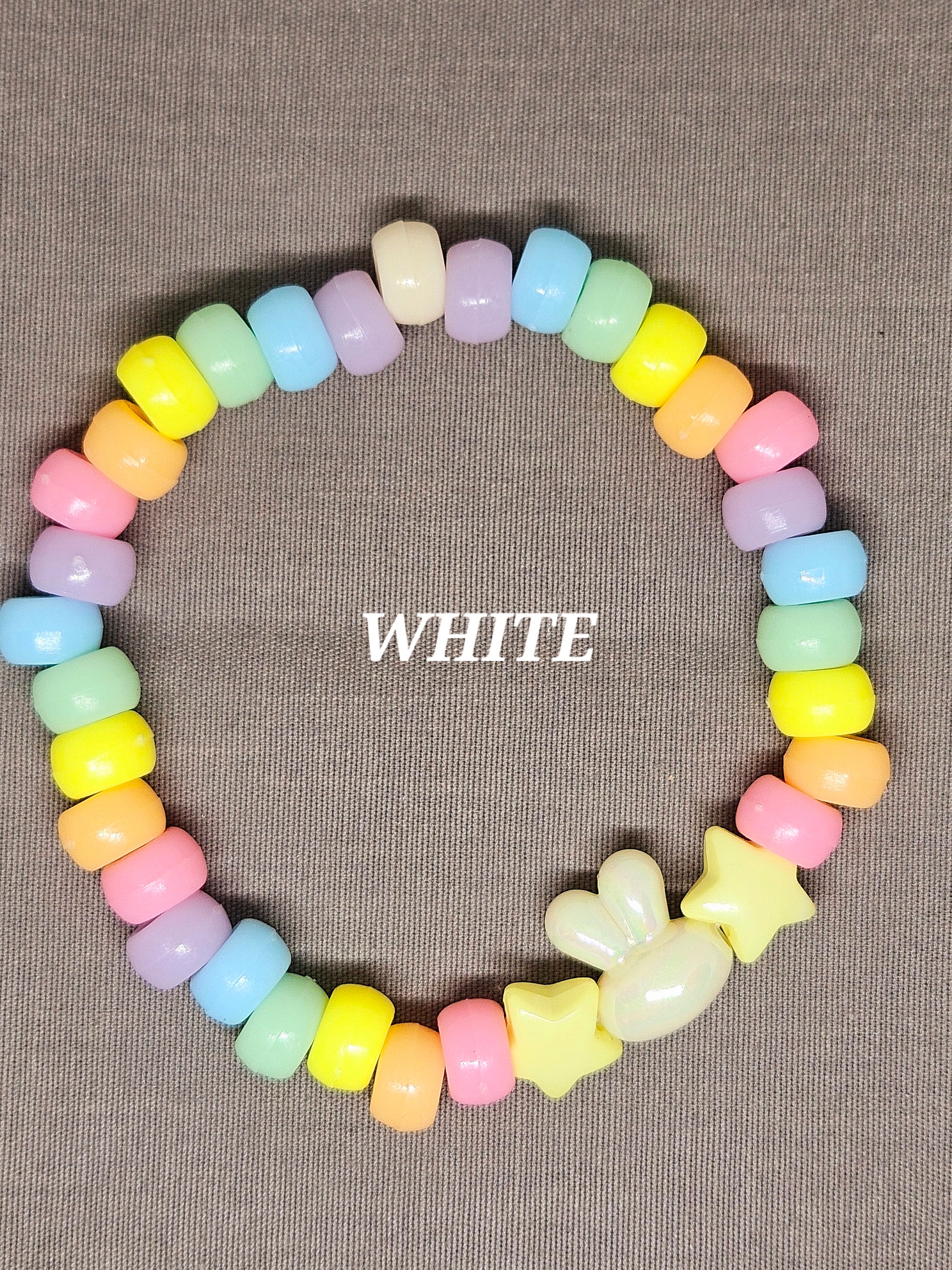 Kawaii Bunny Kandi Bracelet, Pastel Rainbow Kidcore Jewelry, Perfect ...