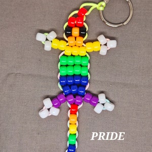 Pride Gecko Kandi Keychain, Handmade Beaded Kandi Accessory, Perfect ...
