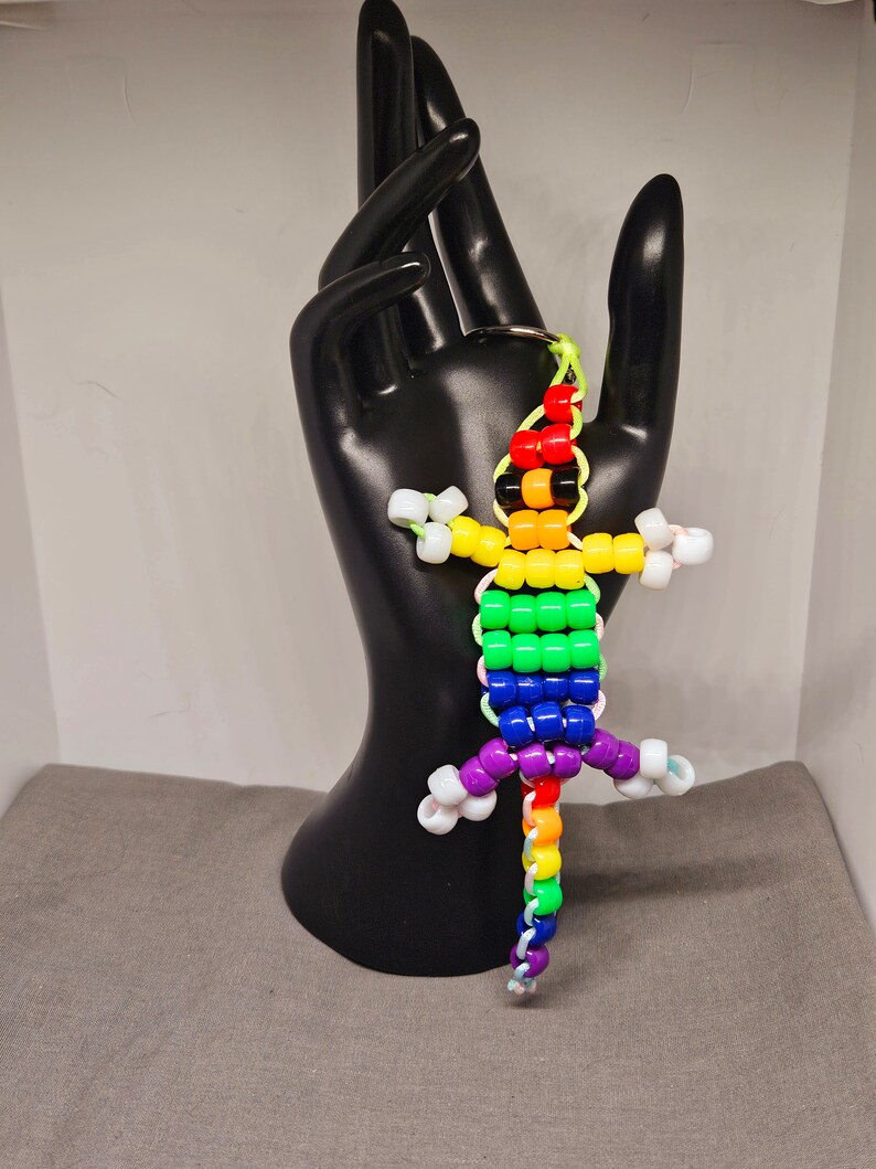 Pride Gecko Kandi Keychain, Handmade Beaded Kandi Accessory, Perfect ...