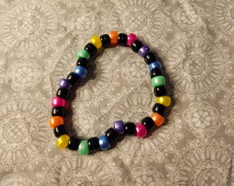 Black Rainbow Star Kandi Bracelet X Base Cuff - Etsy