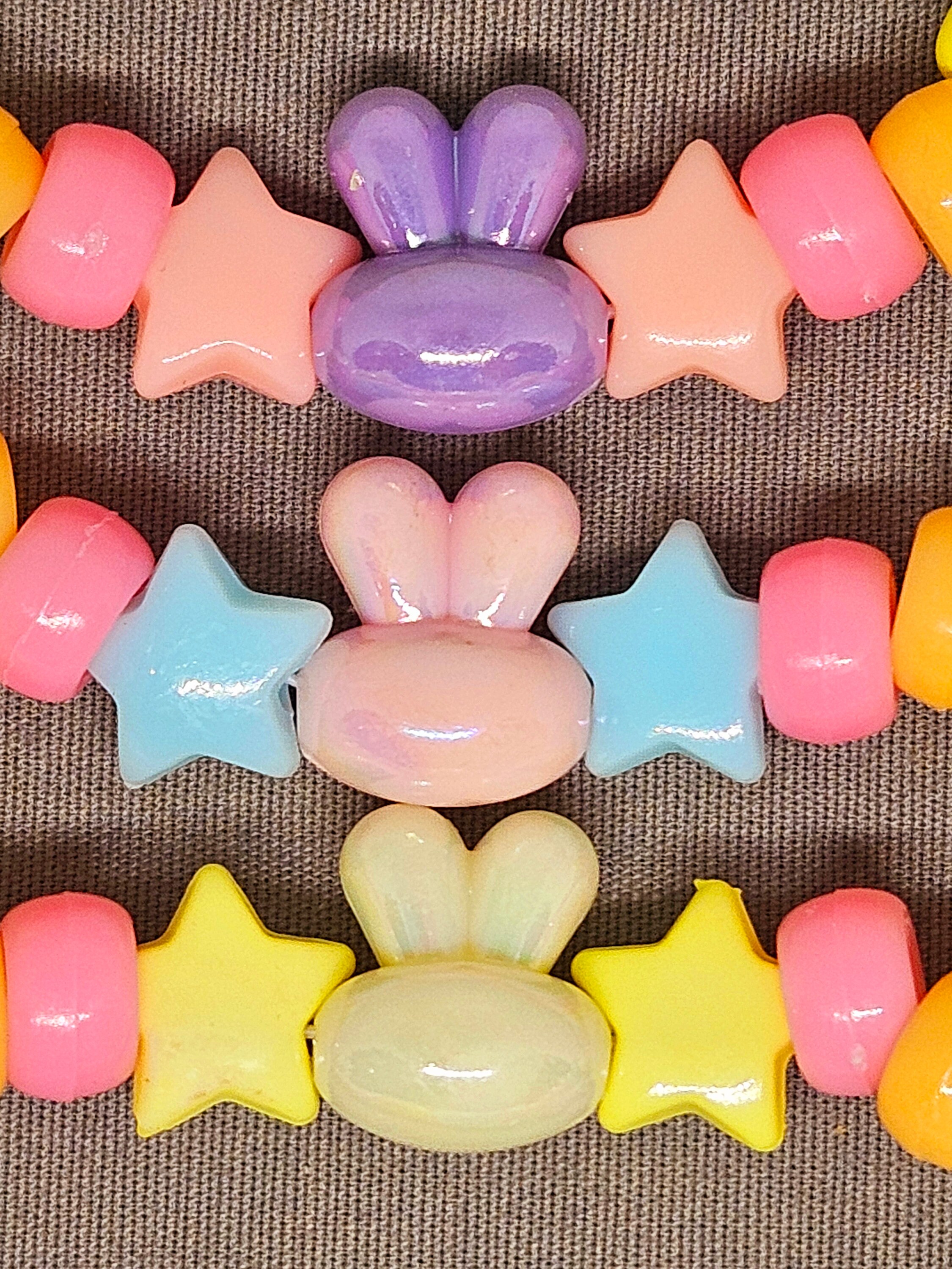 Kawaii Bunny Kandi Bracelet, Pastel Rainbow Kidcore Jewelry, Perfect ...