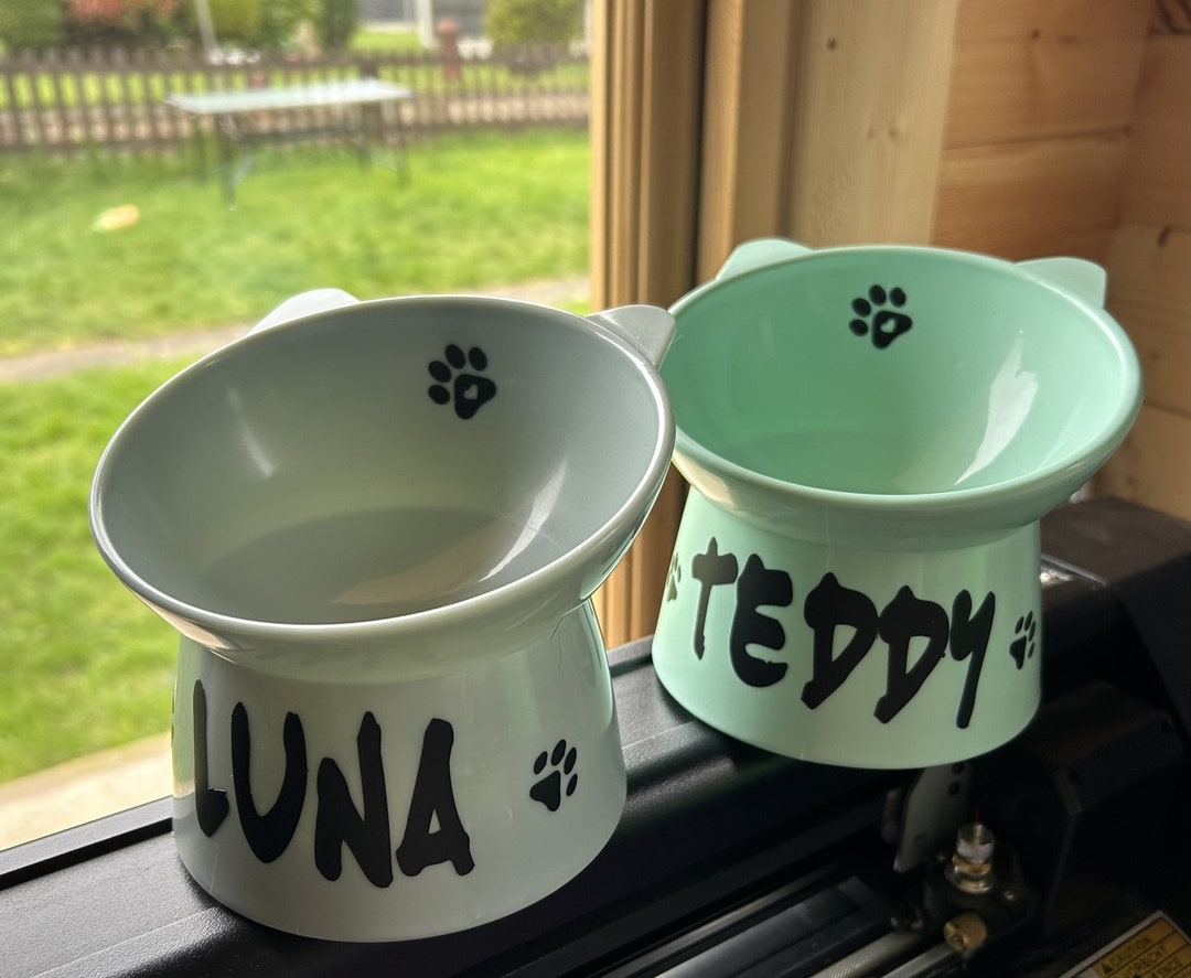 Raised Cat/dog Bowl. Personalised in Choice of 2 Colours. Feeding Your ...