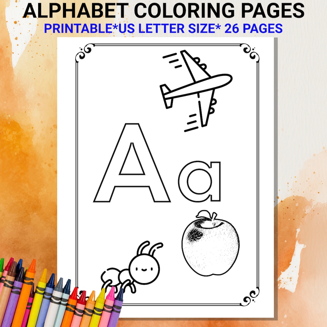 Alphabet Coloring Pages - Printable *US Letter Size* - 26 Pages ...